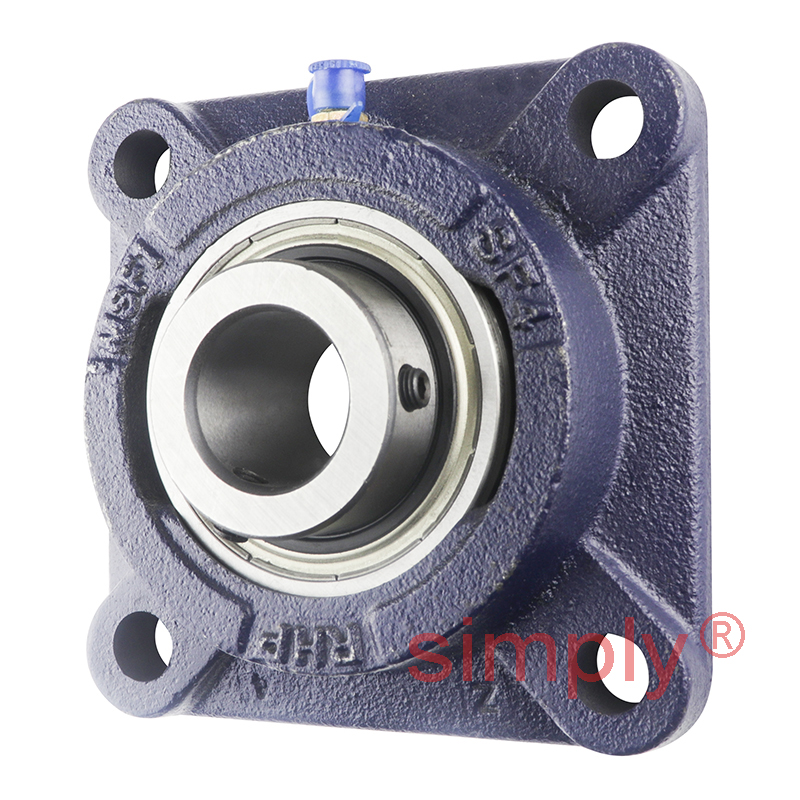 RHP MSF25 Metric Four Bolt Square Cast Iron Flange Housing and 25mm Bore Grub Sc Simply Bearings Ltd