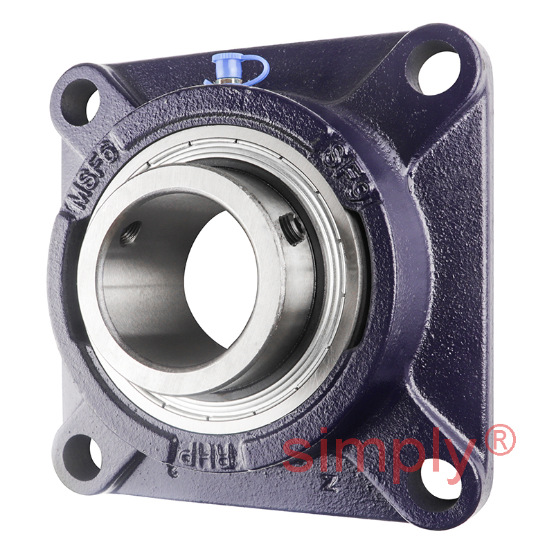 RHP MSF2 Imperial Four Bolt Square Cast Iron Flange Housing and 2 inch Bore Grub Simply Bearings Ltd