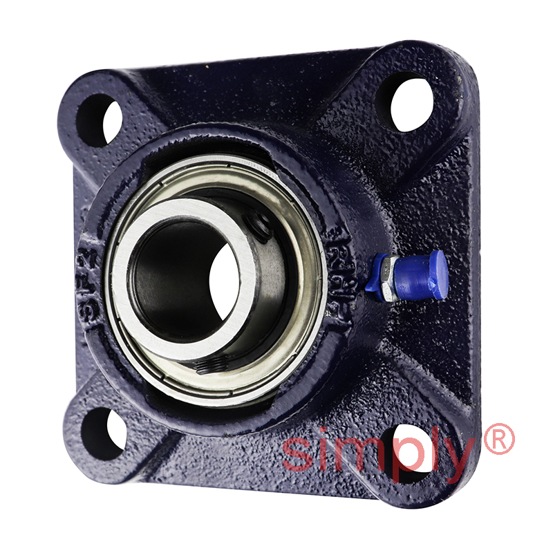 RHP SF15 Four Bolt Square Cast Iron Flange Housing and 15mm Bore Grub Screw Full Simply Bearings Ltd