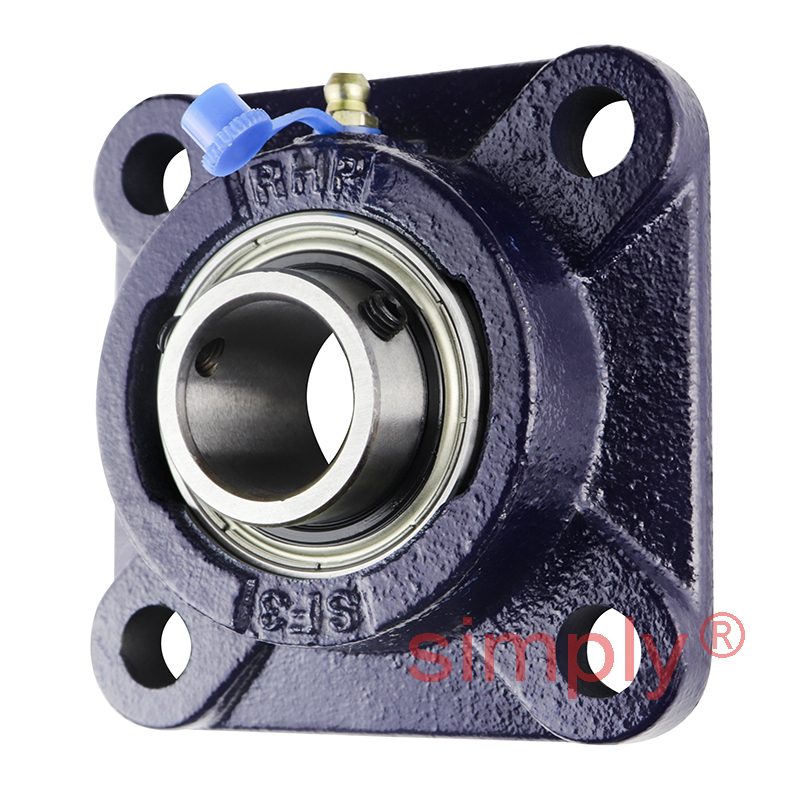 RHP SF1 Four Bolt Square Cast Iron Flange Housing and 1 inch Bore Grub Screw Ful Simply Bearings Ltd