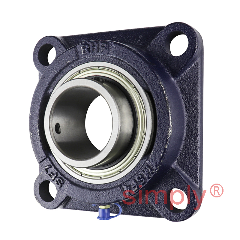 RHP SF45 Four Bolt Square Cast Iron Flange Housing and 45mm Bore Grub ...
