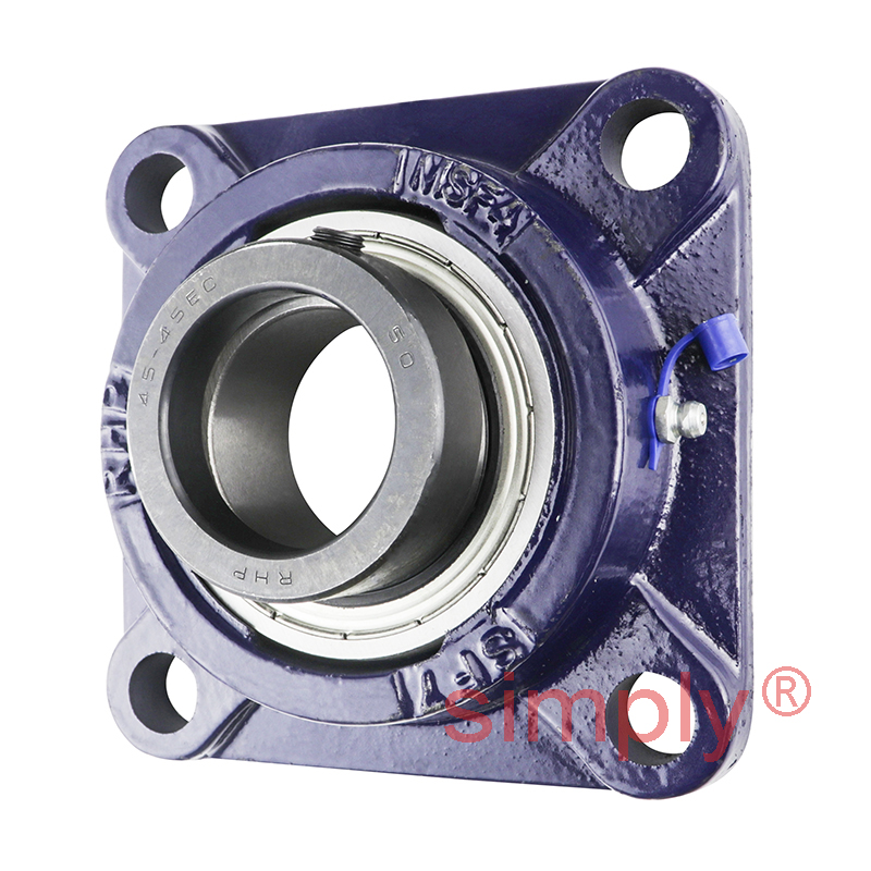 RHP SF45EC Four Bolt Square Cast Iron Flange Housing and 45mm Bore Eccentric Col Simply Bearings Ltd