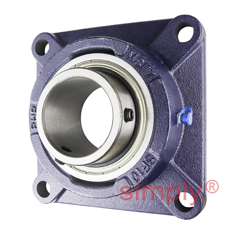 RHP SF60 Four Bolt Square Cast Iron Flange Housing and 60mm Bore Grub ...