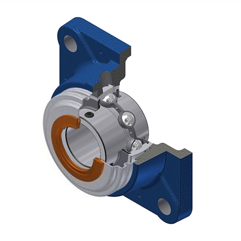 SNR UCFE212CC Metric Four Bolt Square Cast Iron Flange Housing with 60mm Bore In Simply Bearings Ltd