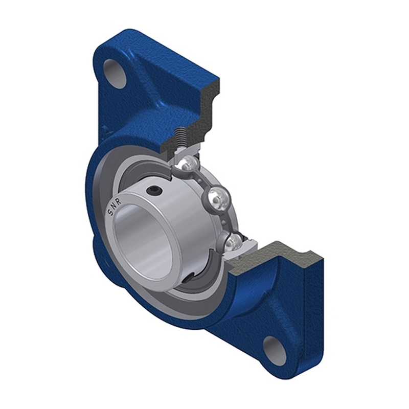SNR USF212N Metric Four Bolt Square Cast Iron Flange Housing with 60mm Bore Inse Simply Bearings Ltd