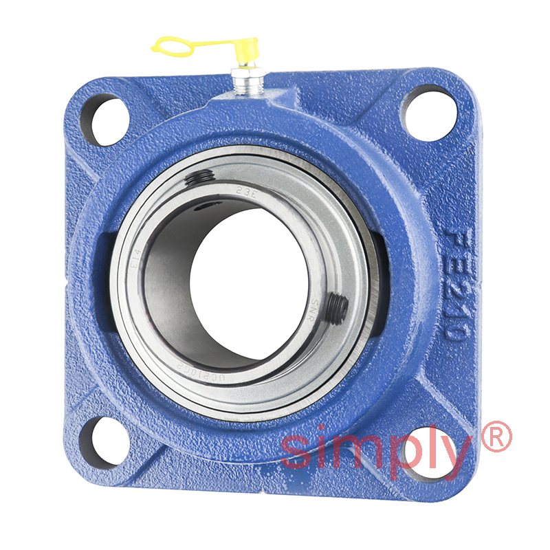 SNR UCFE210 Metric Four Bolt Square Cast Iron Flange Housing with 50mm Bore Inse Simply Bearings Ltd