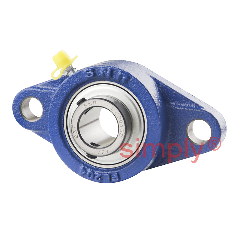 SNR UCFL204 Metric Two Bolt Oval Cast Iron Flange Housing with 20mm Bore Insert Simply Bearings Ltd