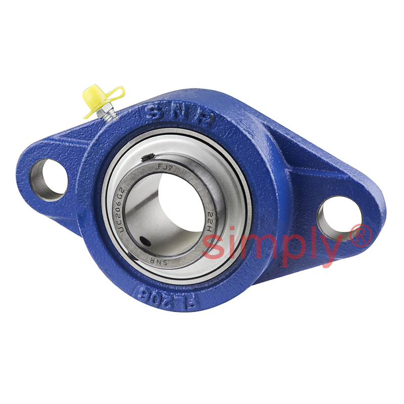 SNR UCFL206 Metric Two Bolt Oval Cast Iron Flange Housing with 30mm Bore Insert Simply Bearings Ltd