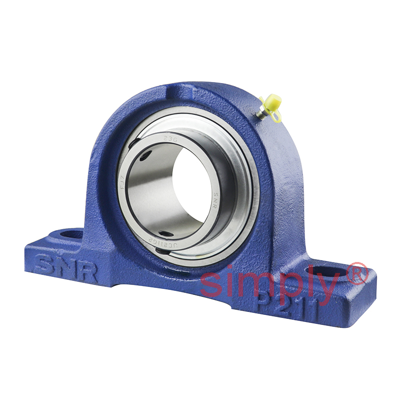 SNR UCP211 Metric Cast Iron Two Bolt Pillow / Plummer Block Housing with 55mm Bo Simply Bearings Ltd