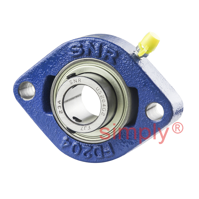SNR USFD204 Metric Two Bolt Oval Cast Iron Flange Housing with 20mm Bore Insert Simply Bearings Ltd
