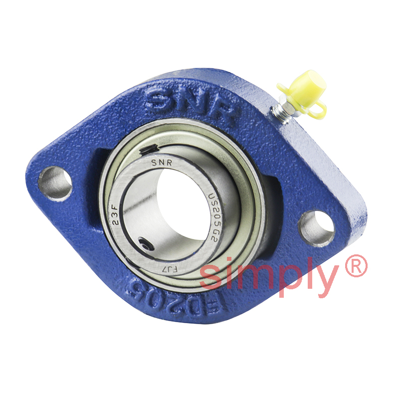 SNR USFD205 Metric Two Bolt Oval Cast Iron Flange Housing with 25mm ...