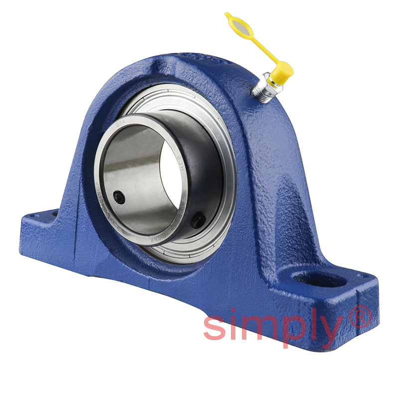 SNR USPE202 Metric Cast Iron Two Bolt Pillow / Plummer Block Housing with 15mm B Simply Bearings Ltd
