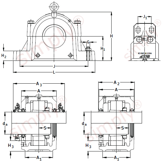 SKF SAFD22528/5 Ductile Iron Split Pillow Block Housing for Bearings on ...