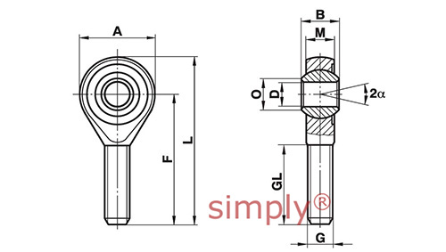 Fluro GAO10 Right Hand Zinc Plated Steel / Steel Male Plain Rod End M10 ...